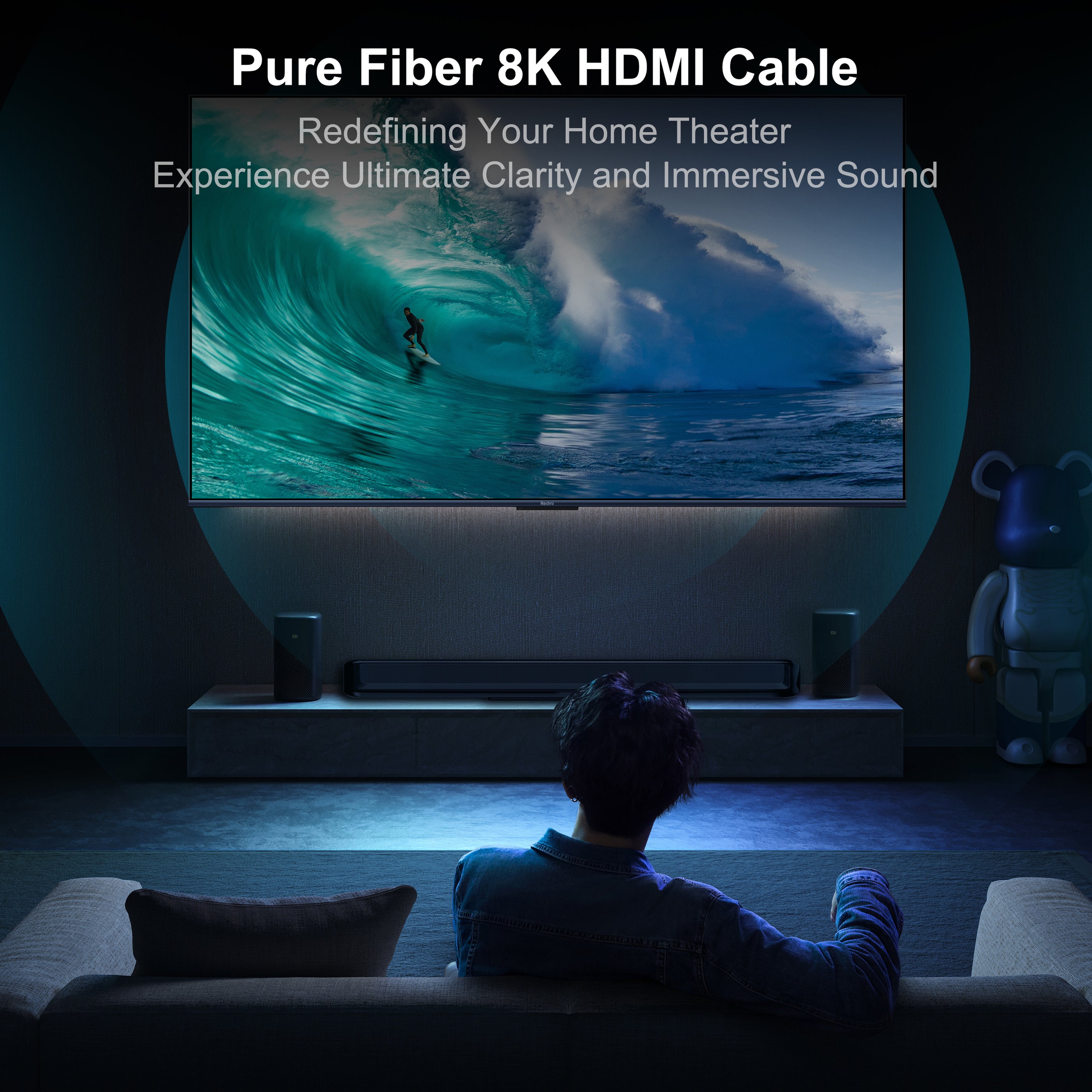 RUIPRO 8K Detachable Pure Fiber Optic HDMI 2.1 Cable, Ultra High Speed