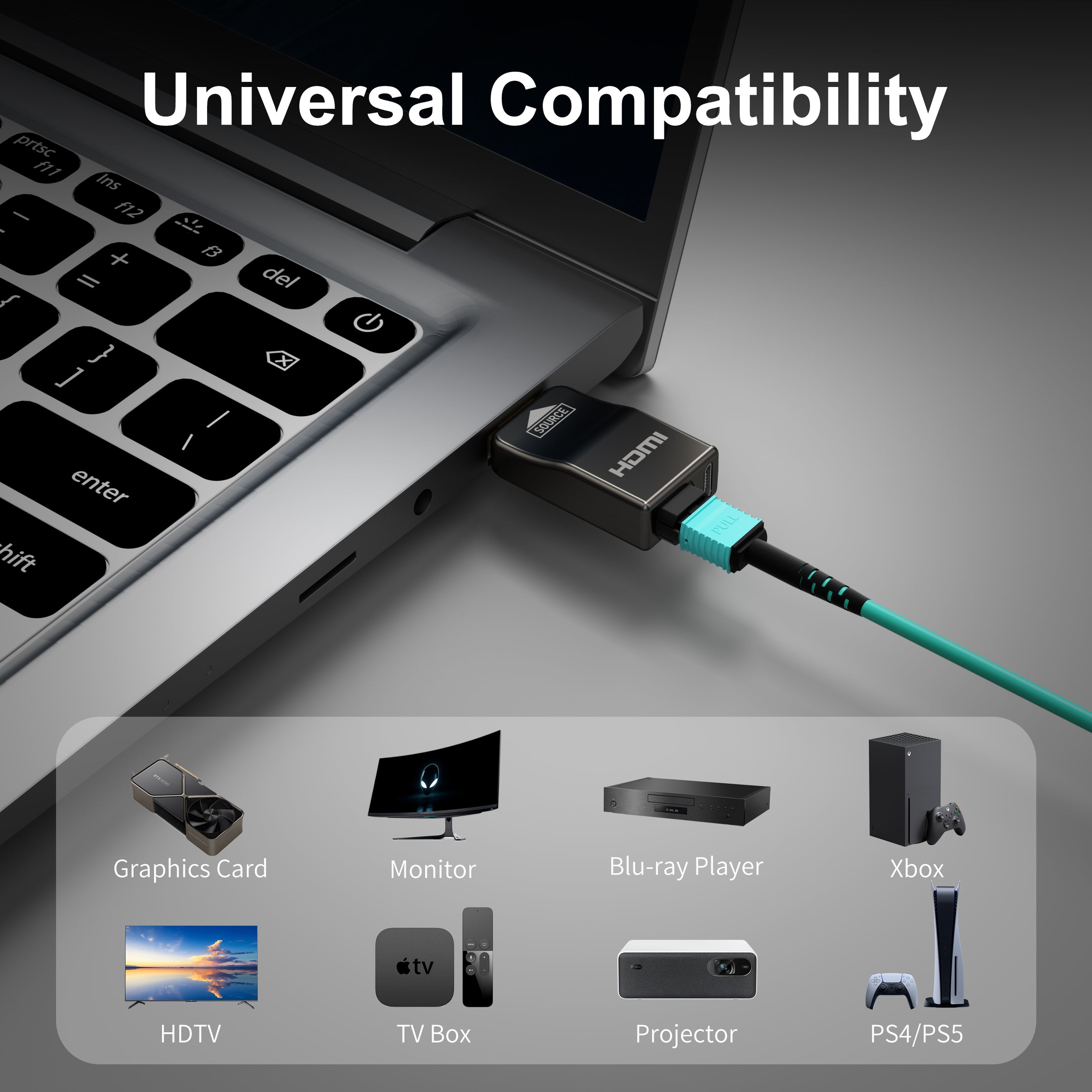 RUIPRO 8K Detachable Pure Fiber Optic HDMI 2.1 Cable, Ultra High Speed